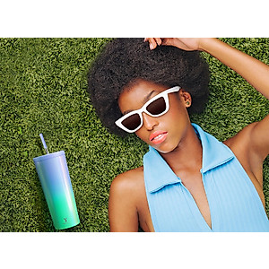 Meoky 24 oz Insulated Tumbler with Lid and Straw, Stainless Steel Vacuum Insulated Tumbler, Keeps Cold for 24 Hours, 100% Leak Proof, Fits in Car Cup Holder (Carnival)