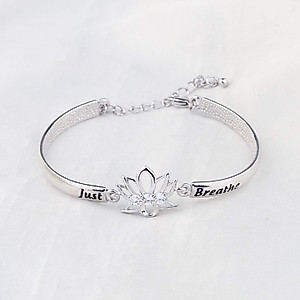 WUSUANED Breathe Lotus Flower Bracelet Yoga Spiritual Symbol Jewelry Gift For Women