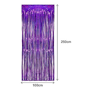 Purple Tinsel Curtain Party Backdrop - GREATRIL Foil Fringe Curtain Party Decor Photo Booth Streamers for Mermaid Birthday Euphoria Themed Party Decorations - 1m x 2.5m - Pack of 2
