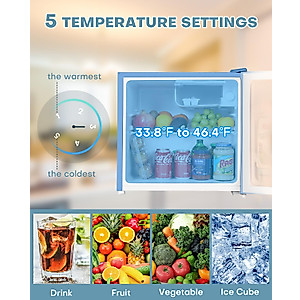 Upstreman 1.7 Cu.ft Mini Fridge with Freezer, Dorm Essentials, Adjustable Thermostat, Energy Saving, Low Noise, Single Door Compact Refrigerator for Dorm, Office, Bedroom, Blue-FR17