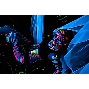 Midnight Glo Black Light Face and Body Paint (Set of 8 Bottles 0.75 oz. Each) - Neon Fluorescent Paint Safe On Skin, Washable, Non-Toxic