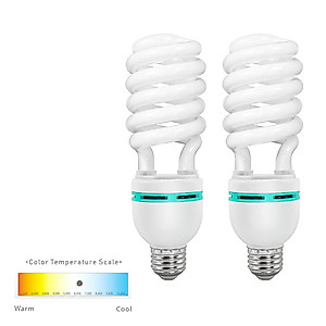 LimoStudio (4 Pack) 45W CFL Light Bulb, Compact Fluorescent Lighting Full Spectrum Photo Bulb, Daylight Pure White, 5500K, 2100LM, E26, E27, AGG117