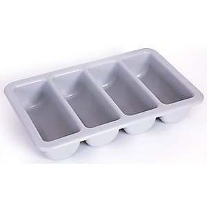 Basicwise 4-Compartment Commercial Cutlery Holder, Set of 4,Gray,QI003406.4