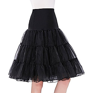 GRACE KARIN Women Tulle Underskirt Black Petticoat for 50s Dress Petticoat 2X