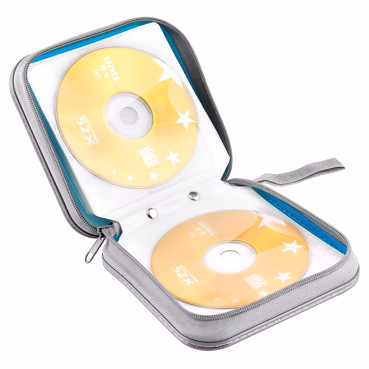Bivisen CD Case, DVDs Wallet Holder, CD/DVD Case Wallet 40 Discs Heavy Duty Bag Binder Storage Booklet Album (Sky Blue)