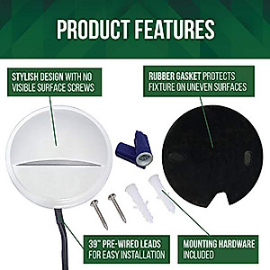 GKOLED Landscape Deck Light, Low Voltage 12V AC/DC Outdoor Patio Lighting, LED 2W Step Light, Die-Casting Aluminium with White Powder Appearance, 6 Pack