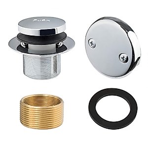 Artiwell Tip-Toe Tub Trim Set with Two-Hole Overflow Faceplate, Replacement Bath Drain Trim Kit with 2-Hole Overflow Faceplate and Universal Fine/Coarse Thread (Chrome Plated)