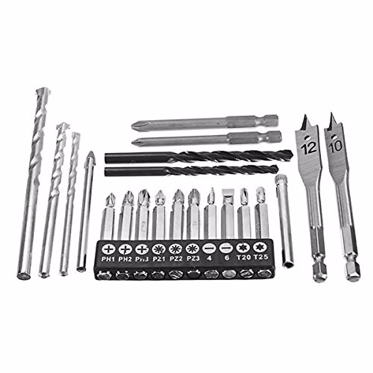 22Pcs HSS Screwdriver Twist Drill Bits Tool Set with Storage Box