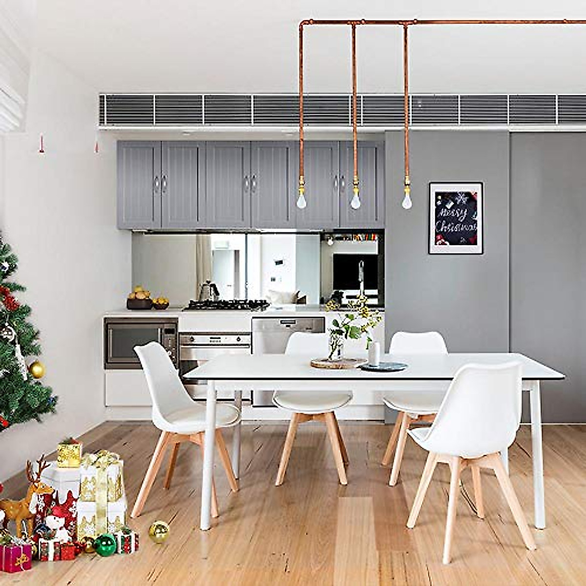 Yaheetech Chairs for Dining Room Dining Chairs DSW Chair Accent Chair with Beech Wood Legs Modern Mid Century Eiffel Inspired Chair Dining Room Chairs Set of 4 Kitchen Chairs White,4Pcs