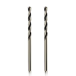 Aopin 2pcs HSS 0.12" Inch (3mm) Metric Gold Cobalt Titanium High Speed Steel Twist Drill Bit,Suitable for Cast Iron,Stainless Steel,Copper, Wood,Plastic