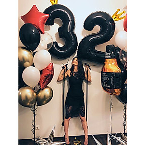 Black 5 Balloon, 40 Inch Number Balloon, Black and Gold Party Supplies, 5th Birthday Balloon Decorations, 5 15 25 35 50 Number Balloons, Number 5 Balloon
