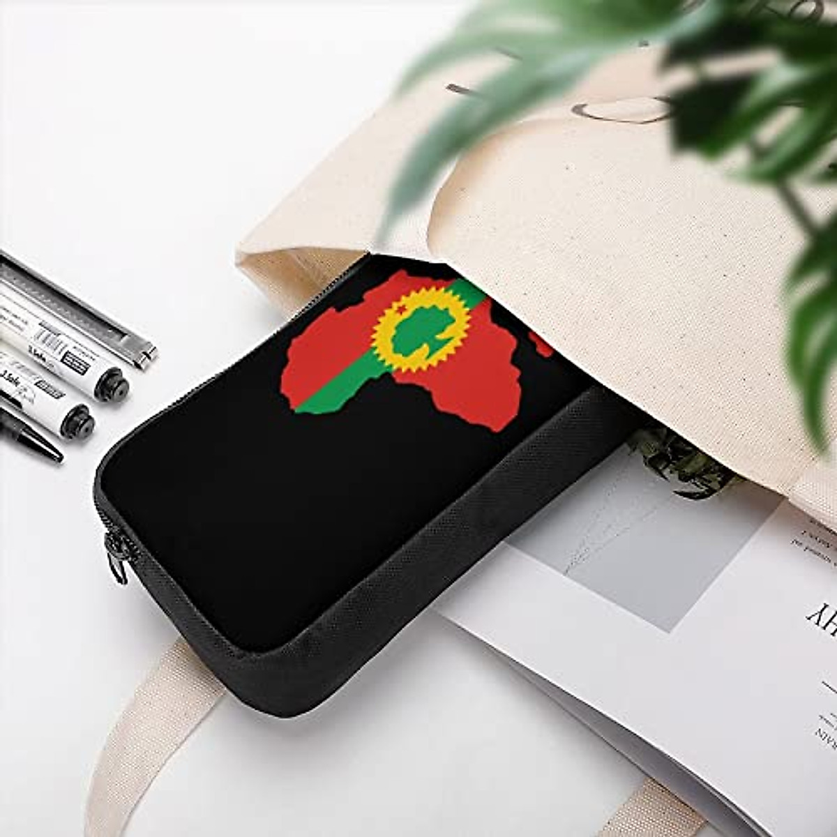 Oromo Flag on Africa Map Teen Adult Pencil Case Large Capacity Pen Pencil Bag Durable Storage Pouch