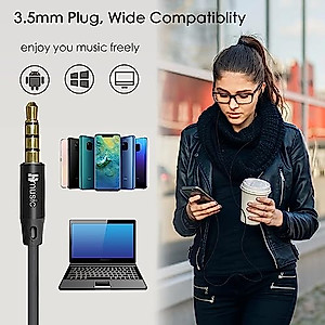 Hmusic Sleep Earbuds, Noise Isolation 3.5mm Sleep Headphones Wired, Lightweight Soft Silicone Earplugs with Mic for Insomnia, Side Sleeper, Snoring, Air Travel, Yoga, Relaxation, Meditation (Black)