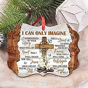 2023 Christmas Ornaments, Christmas Tree Decorations - Printed Lily Flower Cross Faith Butterfly Aluminum Ornament - Best Gifts for Christmas - HALZ1609007Z (Pack 1)