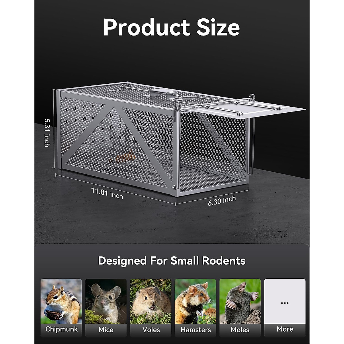 BAOYER Humane Mouse Traps Reusable Catch and Release Live Mouse，Metal Rat Trap That Work，Catch Moles, Voles, Chipmunks