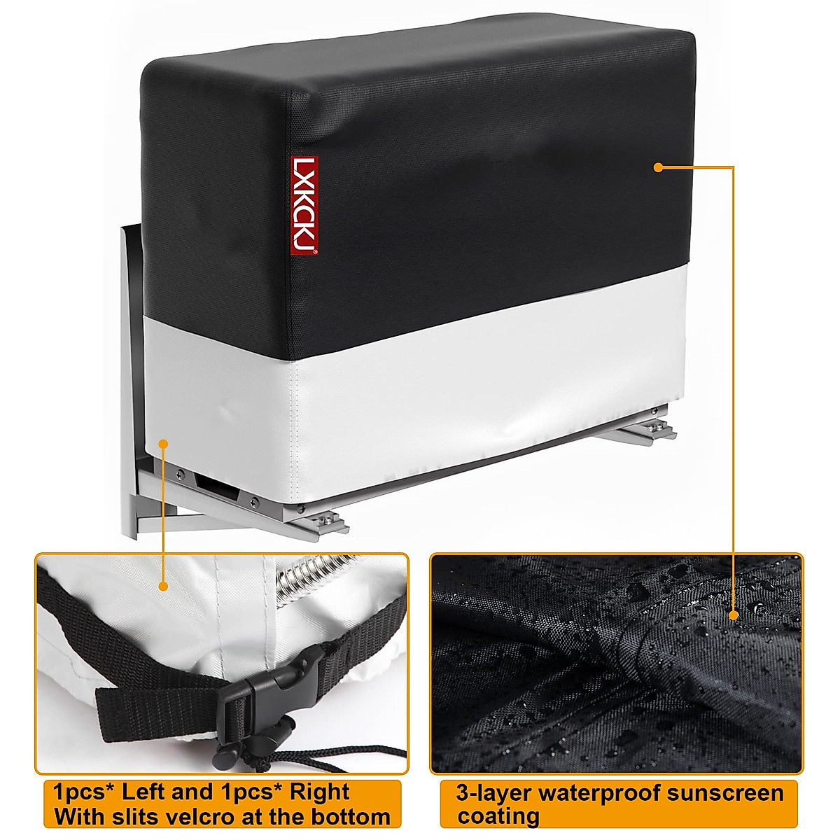 LXKCKJ Air Conditioner Cover for Outside Units - 420D Waterproof Air Conditioner Protection Covers for Window Unit - Winter AC Covers Fits AC Condensing HVAC Unit (Black & Silver 40''L X16''W X30''H)