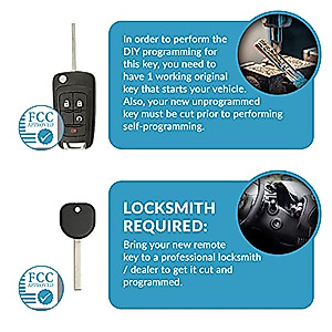 Keyless2Go Replacement for Keyless Remote 4 Button Flip Car Key Fob for OHT01060512 with Uncut Transponder Ignition Car Key High Security Laser Sidemill B119 HU100