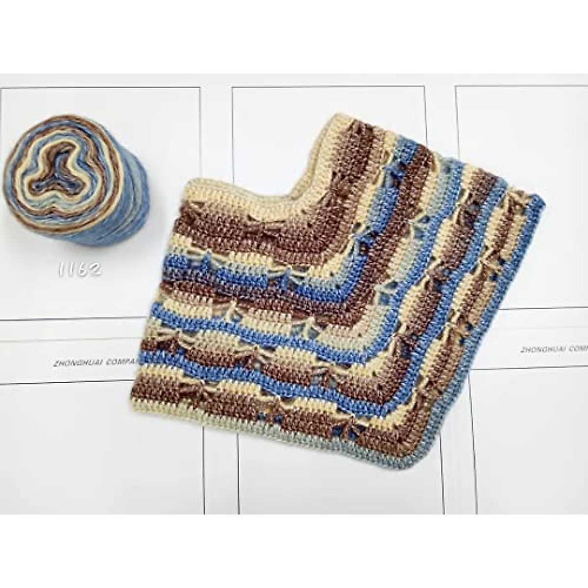 SHIKE Fairyland Gradient Color Cotton Cake Yarn,Medium-Fine Multicolor Rainbow Yarn for Knitting or Crocheting,100g 60% Cotton 30% Acrylic 10% Wool,Self Striping Ombre Air Yarn (62, 1 Ball)