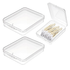 Gjinxi 3PCs Mini Plastic Storage Containers Box, Clear Organizer Storage Case for Small Items, Rectangle Travel Storage Bins for Beads, Game Pieces, Business Cards, Crafts Accessories (110×90×28 mm)