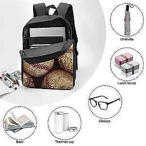 Old Vintage Baseball Travel Backpack Casual 17 Inch Large Daypack Shoulder Bag with Adjustable Shoulder Straps