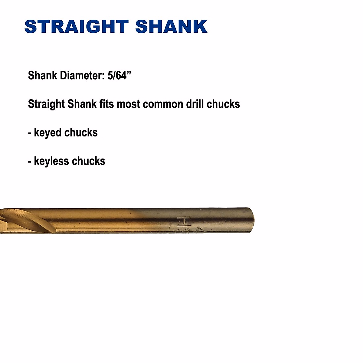 Pack of 12, 5/64-Inch Titanium Nitride Coated Drill Bit, Premium M2 High Speed Steel, Jobber Length, for Metal, Plastic, Wood