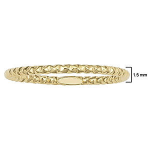 Kooljewelry 14k Yellow Gold Minimalist Diamond-cut Band Knuckle Stacking Midi Ring (size 5)