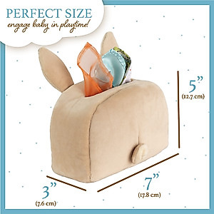 Kids Preferred Peter Rabbit Tissue Box Montessori Sensory Toy 8 Double Sided Tissues For Infants, Babies, and Kids Based on the Beatrix Potter Books