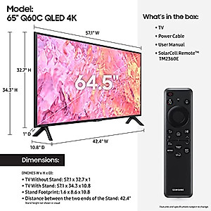 SAMSUNG 65-Inch Class QLED 4K Q60C Series Quantum HDR, Dual LED, Object Tracking Sound Lite, Q-Symphony, Motion Xcelerator, Gaming Hub, Smart TV with Alexa Built-in (QN65Q60C, 2023 Model),Titan Gray