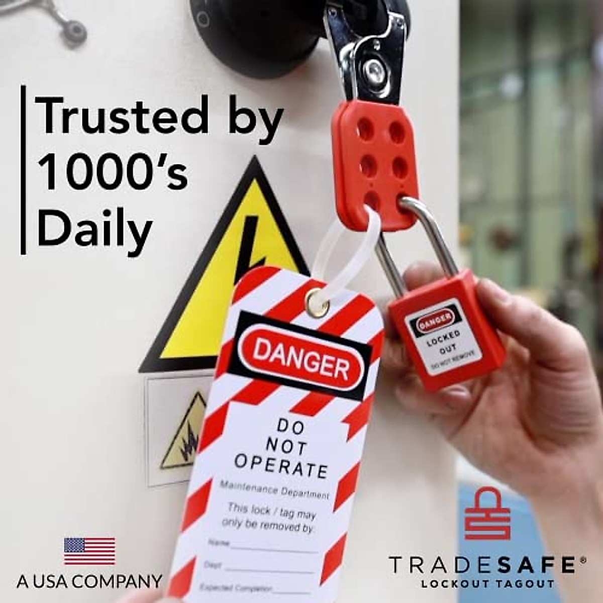 TRADESAFE Lockout Tagout Locks Set - 10 Red Loto Locks, Lockout Locks Keyed Different, 1 Key Per Lock, OSHA Compliant Lock Out Tag Out Padlocks, Safety Padlocks for Electrical Lockout Tag Out Kits
