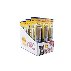Ultra Chewy Double Treat Bones: Long-Lasting Dog Treats Made in USA for Large and Small Breeds, Highly Digestible, Ideal for Aggressive Chewers (Bacon & Cheese, 24 Count)