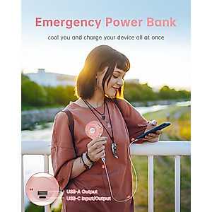 Aluan Handheld Fan Mini Fan Portable Hand Held Fan Rechargeable 4800mAh Battery Operated Fan with Power Bank Powerful 3 Speeds Small Personal Fan for Travel Makeup Kids Women Men, Pink