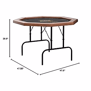 SereneLife 8- Player Octagonal Foldable Poker Table, Casino Leisure Texas Holdem Table, w/ water Resistant Cushioned Rail, 8 Cup Holders, Brown Felt Surface, Black Jack Board & Family Games (Black)