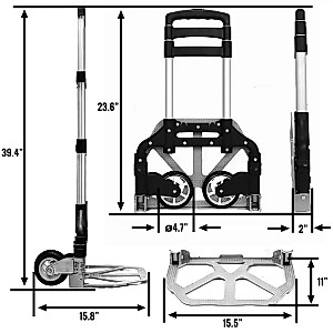 Folding Hand Truck Dolly 2-Pack | 165 LB Capacity | Aluminum Heavy Duty Foldable Hand Cart with Telescoping Handle | No Assembly Required Collapsable Dolly | Ideal for Warehouses, Luggage
