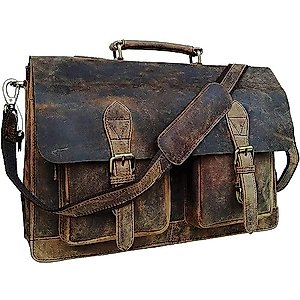 C CUERO 15 Inch Retro Buffalo Hunter Leather Laptop Messenger Bag Office Briefcase Crossbody Travel Bag For Men And Women College Bag Office Laptop Bag