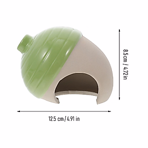 balacoo Toy Hamster Pets Ceramic Hamster Hideout Acorn Shape Small Animal House Guinea Pig Pet Cage Supplies for Gerbil Hamster Squirrel (Green Hamster Hamster Toy