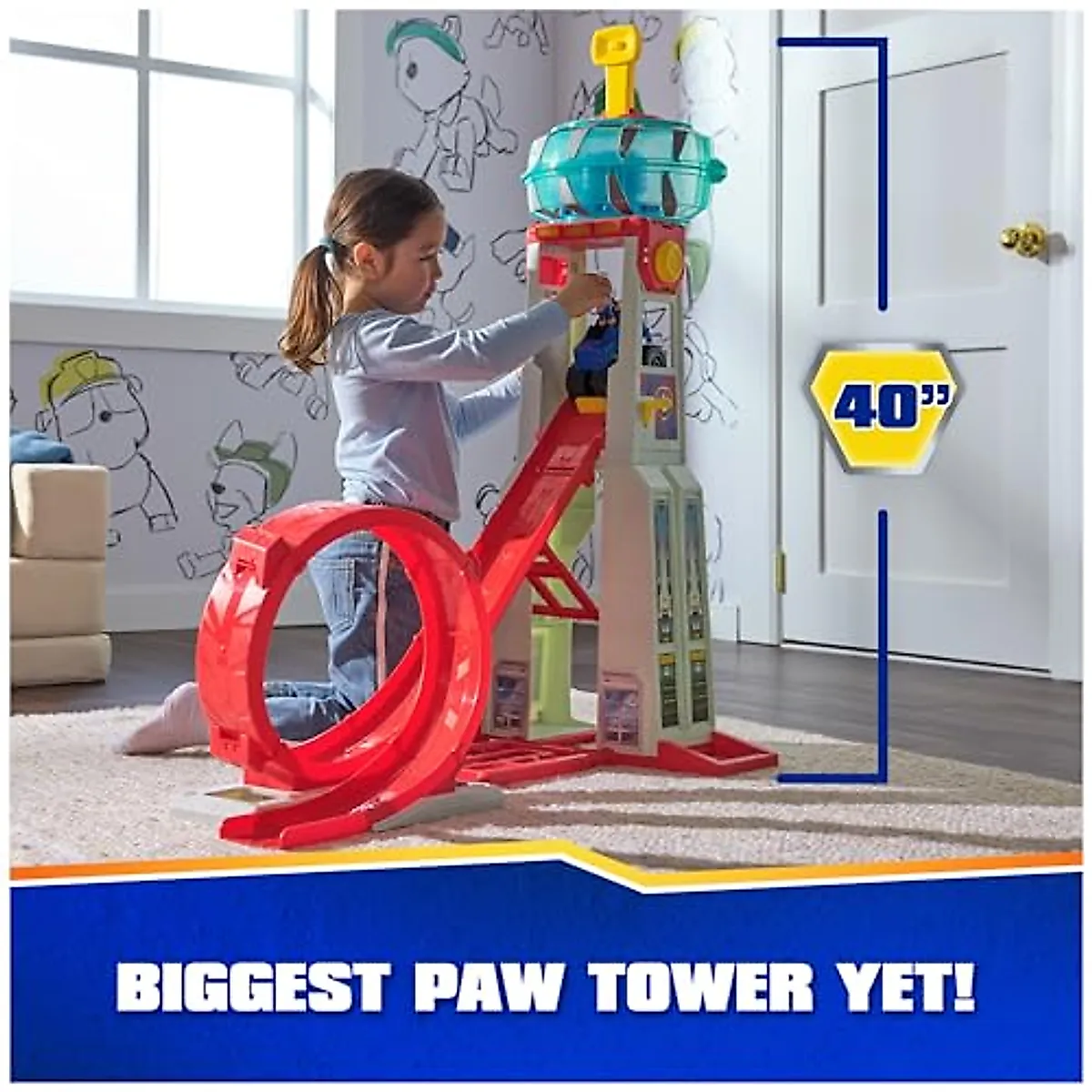 PAW Patrol: Rescue Wheels Super Loop Tower HQ, with Light, Sound, Vehicle Launcher, Chase Action Figure & Toy Truck, Kids Toys for Boys & Girls Age 3+