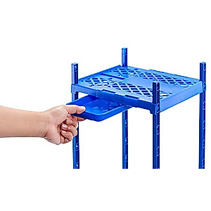 LockerMate, Blue Double Shelf, Adjustable Width and Height to Fit Most School Lockers