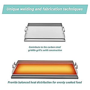 Skyflame Universal Stainless Steel Griddle Plate with Even Heating Bracing for BBQ Charcoal/Gas Grills, 23" x 16" Rectangular Hibachi Flat Top Griddle for Indoor/Outdoor Cooking