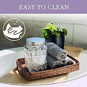 CHARLESTON LAVENDER PORCH Rattan Serving Tray Hand-Woven Rectangle with Handles | Naturally Beautiful Display for Breakfast, Snacks, Tea, Coffee Table or Ottoman | Genuine High Wall Wicker Basket