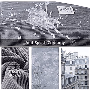 KALIDI Corduroy Tote Bag, Large Messenger Bag Shoulder Hobo Anti Splash Crossbody Zipper Bag Casual Work Shopping Women Grey Blue