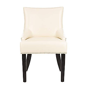 Safavieh Mercer Collection Christine Cream Leather Nailhead Dining Chair, Set of 2