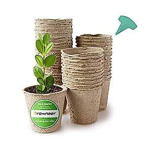 GROWNEER 30 Packs 4 Inch Peat Pots Plant Starters for Seedling with 15 Pcs Plant Labels, Biodegradable Herb Seed Starter Pots Kits, Garden Germination Nursery Pot