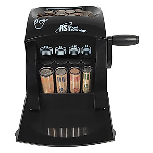 Royal Sovereign 1 Row ECO-Friendly Manual Hand Crank Coin Counter/Sorter (QS-2N), Single,Black