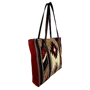 Large Tote Bag, Women's Mayan Hand-woven Wool Tote Purse (Rico B)