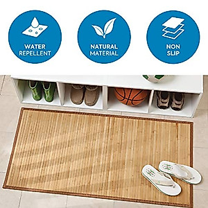 iDesign Formbu Bamboo Mat Rug Runner for Bathroom, Kitchen, Entryway, Hallway, Office, Mudroom, 34" x 21", Natural Wood