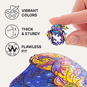 UNIDRAGON Wooden Jigsaw Puzzles - Intergalaxy Butterfly, 199 pcs, Medium 12.6"x9", Beautiful Gift Package, Unique Shape Best Gift for Adults and Kids