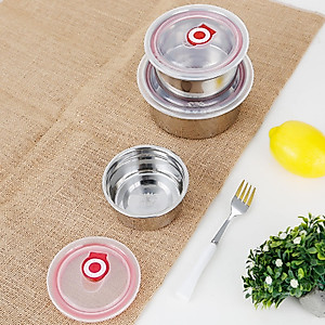 JASINCESS Stainless Steel Food Storage Containers - Set of 3 Reusable Silicone Lids and Storage Containers Suitable for lunch boxes pre-meal preparations snacks at home (Red)