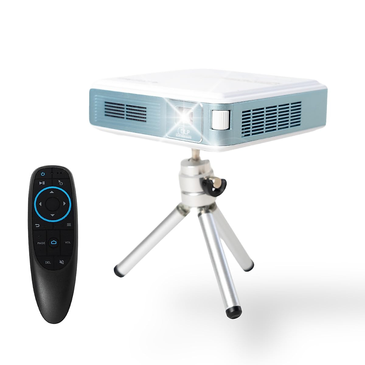 Outdoor Ultra Portable Pico Projector EZCast Beam J4a | WiFi Bluetooth Projector, Android 10, Supports Netflix, Battery for 4 hrs on a Playtime, DLP, 300 ANSI, 100" Displays, Compatible w/ HDMI, USB
