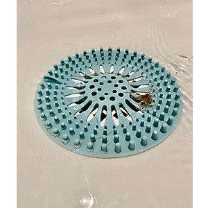 Drain Strainer Hair and Debris Catcher Set Shower and Sink Drain 4 Pack, 5.12” *5.12” *0.48”, White, Blue, Pink, Dark Gray