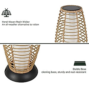 Grand patio Floor Lamp Outdoor Lamp Patio Lights Solar Powered Lantern Weather–Resistant Rattan Deck Lights, Lamp Large-Sized for Garden (Austin Natural Brown)